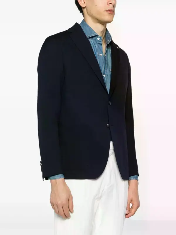 Tagliatore Notched-lapels Single-breasted Blazer - Blue
