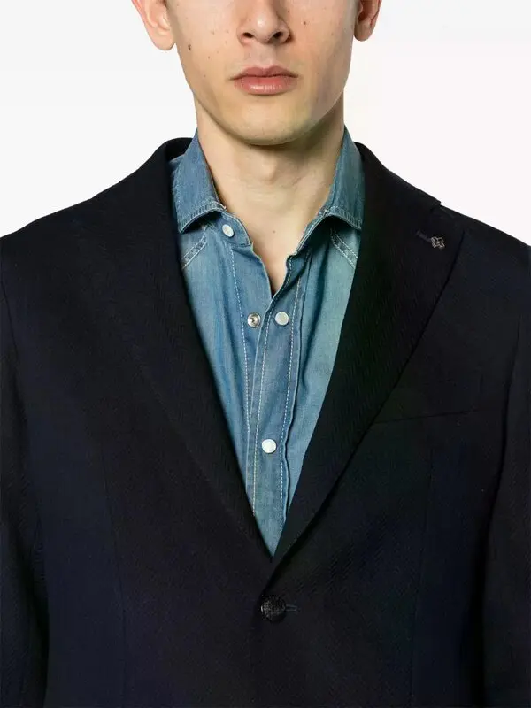 Tagliatore Notched-lapels Single-breasted Blazer - Blue