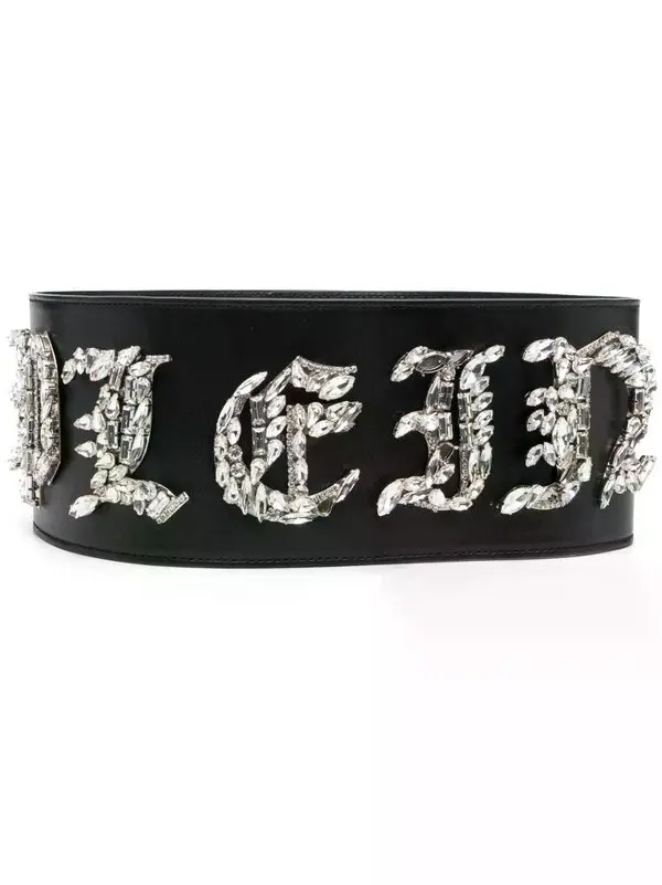 Philipp Plein Logo-embellished Leather Belt - Black