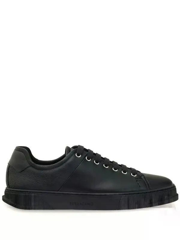 FERRAGAMO Panelled Leather Sneakers - Black