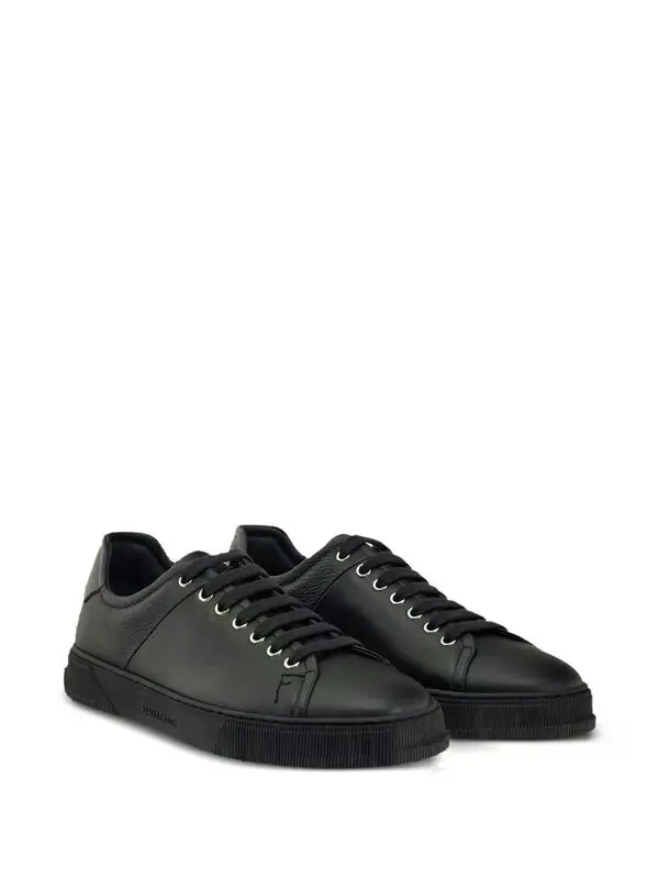 FERRAGAMO Panelled Leather Sneakers - Black