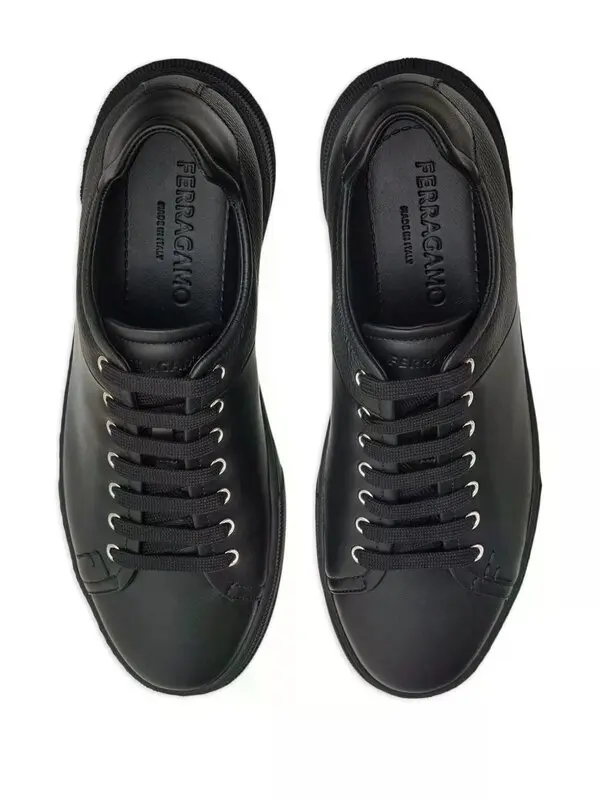 FERRAGAMO Panelled Leather Sneakers - Black