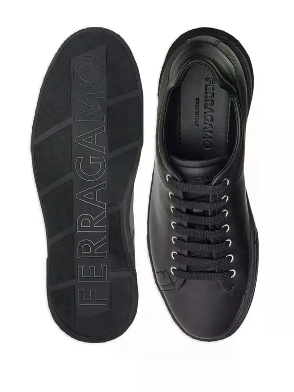 FERRAGAMO Panelled Leather Sneakers - Black