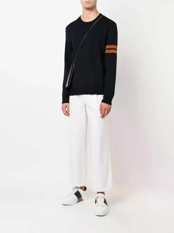 Zegna Stripe-detail Crew-neck Wool Jumper
