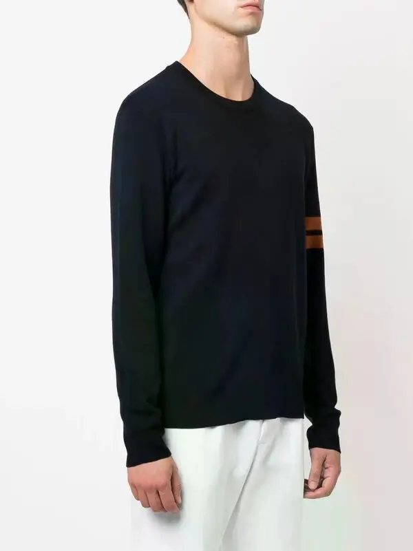 Zegna Stripe-detail Crew-neck Wool Jumper