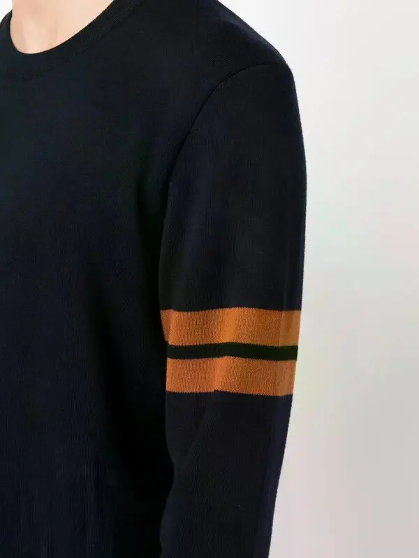 Zegna Stripe-detail Crew-neck Wool Jumper