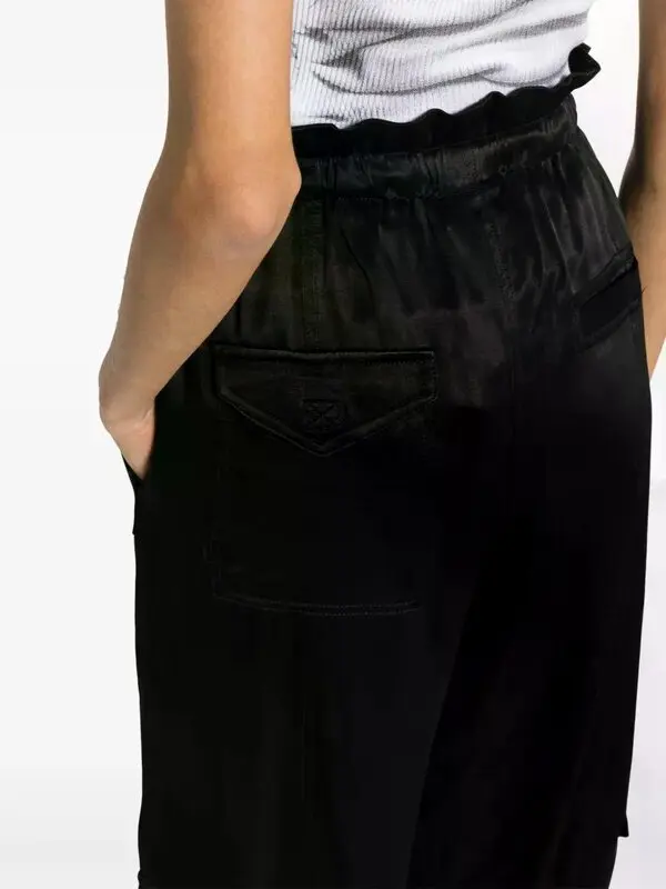 GANNI Satin Cargo Trousers - Black