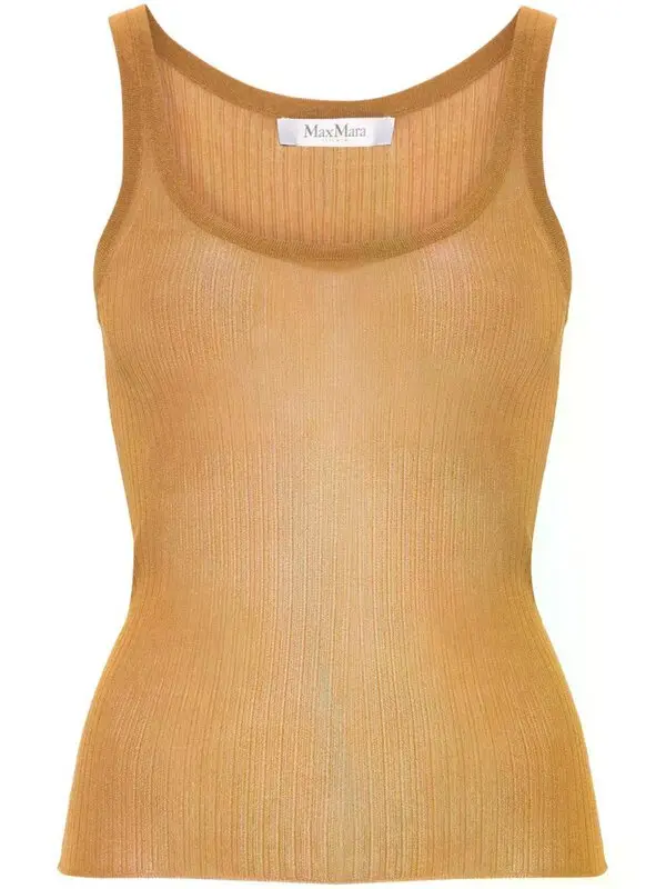 Max Mara Semi-sheer Fine-ribbed Top - Neutrals
