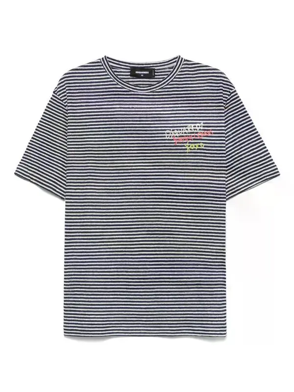 Dsquared2 Embroidered Logo Striped T-shirt