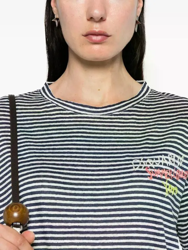Dsquared2 Embroidered Logo Striped T-shirt