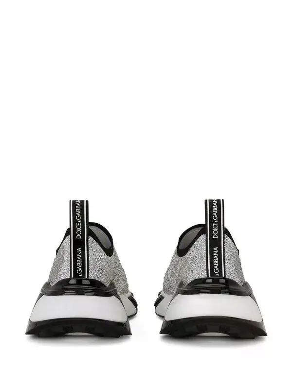 Dolce & Gabbana Rhinestone Embellished Low Top Sneakers - Silver