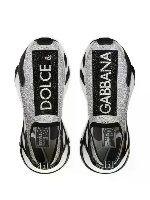 Dolce & Gabbana Rhinestone Embellished Low Top Sneakers - Silver