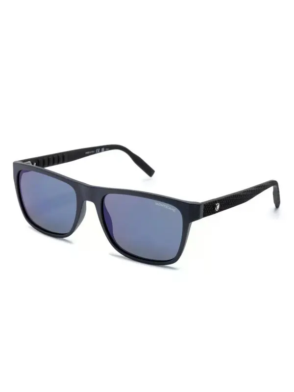 Montblanc Square-frame Mirrored Sunglasses - Blue