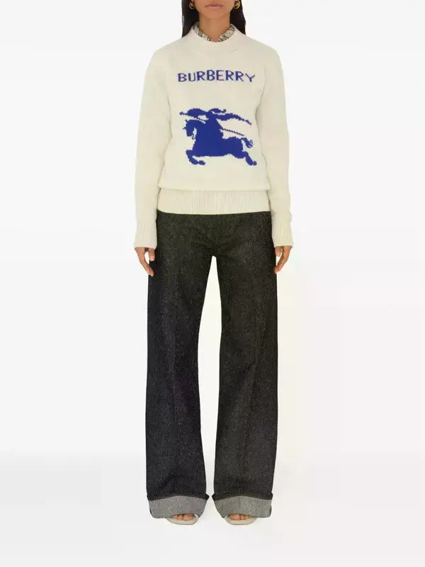 Burberry Equestrian Knight Crew Neck Sweater - Neutrals