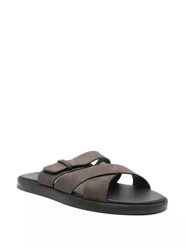DOUCAL'S Leather Crossover Sandals - Brown
