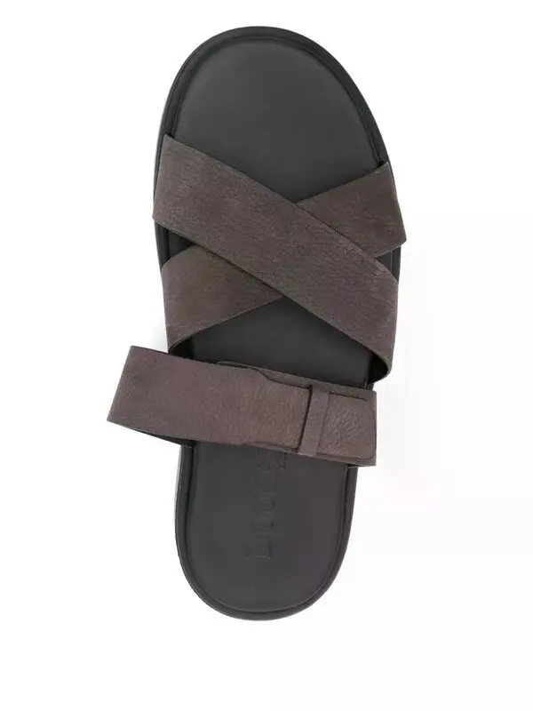 DOUCAL'S Leather Crossover Sandals - Brown