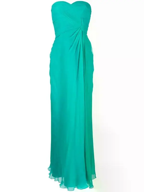 Alberta Ferretti Gathered Strapless Gown
