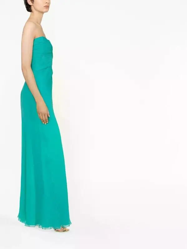 Alberta Ferretti Gathered Strapless Gown