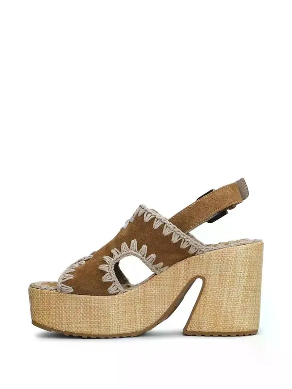 Mou 100mm Raffia Platform Sandals - Brown