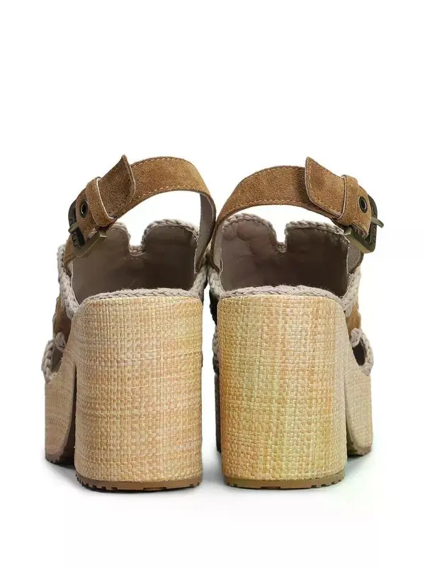Mou 100mm Raffia Platform Sandals - Brown