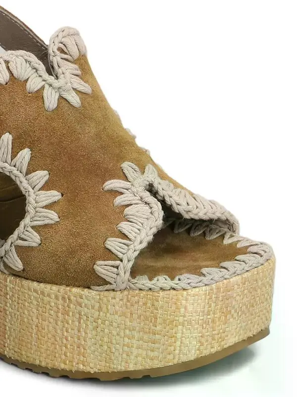 Mou 100mm Raffia Platform Sandals - Brown