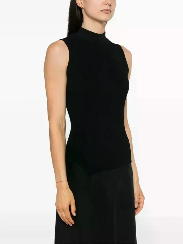 TOTEME Almaz Asymmetric Ribbed Tank Top - Black