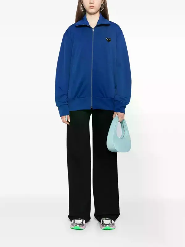 Play Comme Des Garcon Heart-print Jersey Track Jacket - Blue