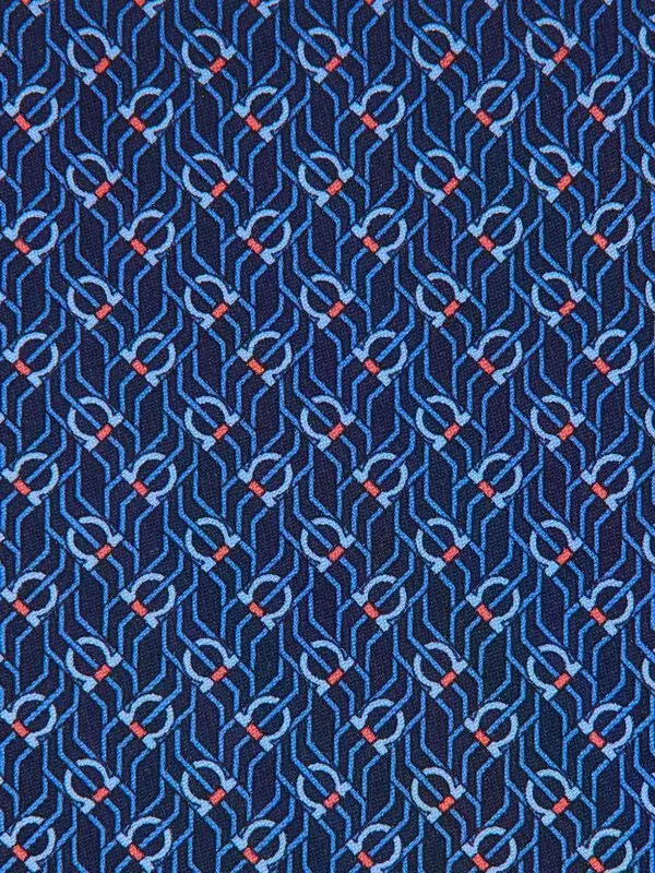 FERRAGAMO Silk Printed Neck Tie - Blue