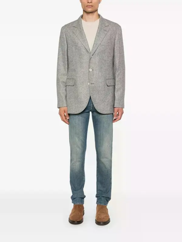 Brunello Cucinelli Herringbone-pattern Blazer - Grey