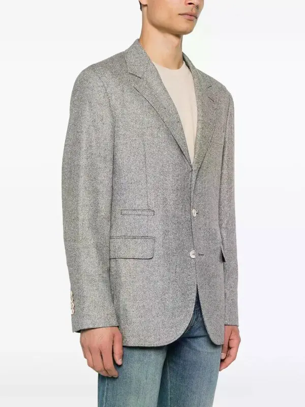 Brunello Cucinelli Herringbone-pattern Blazer - Grey