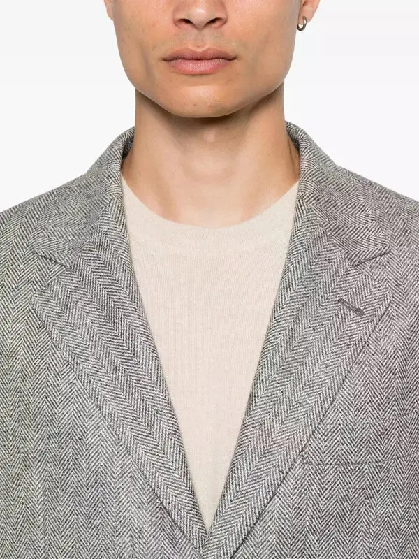 Brunello Cucinelli Herringbone-pattern Blazer - Grey
