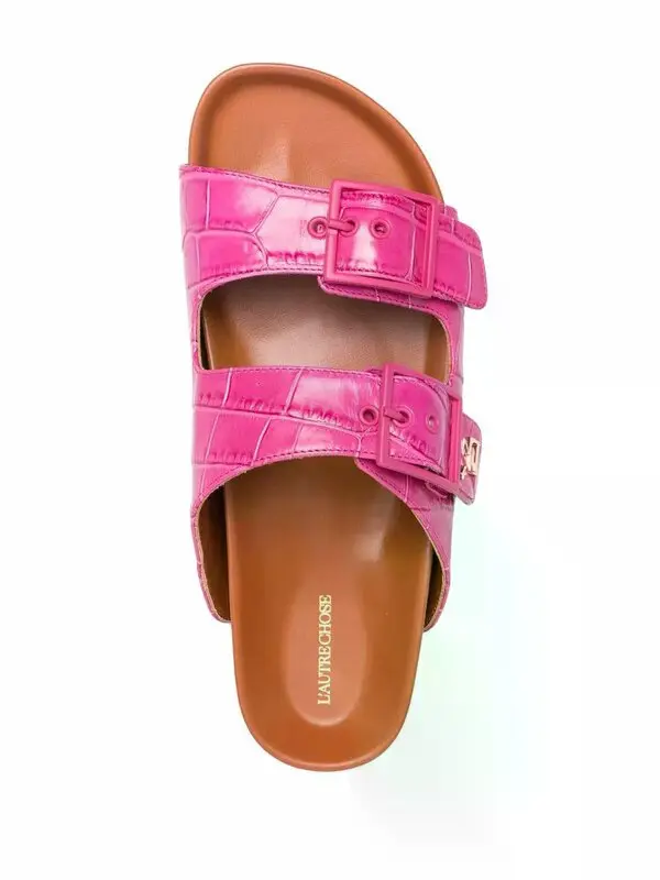 L' AUTRE CHOSE Buckle Embossed Flat Sandals