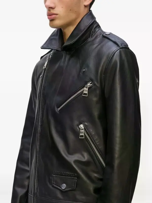 Karl Lagerfeld Essential Leather Biker Jacket