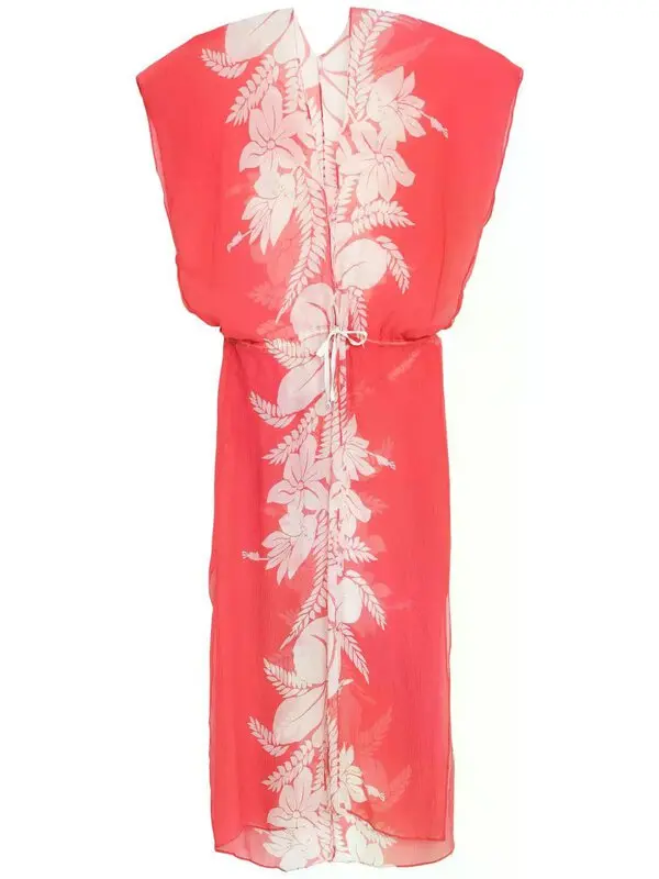 AMIR SLAMA Floral-print Beach Dress - Red