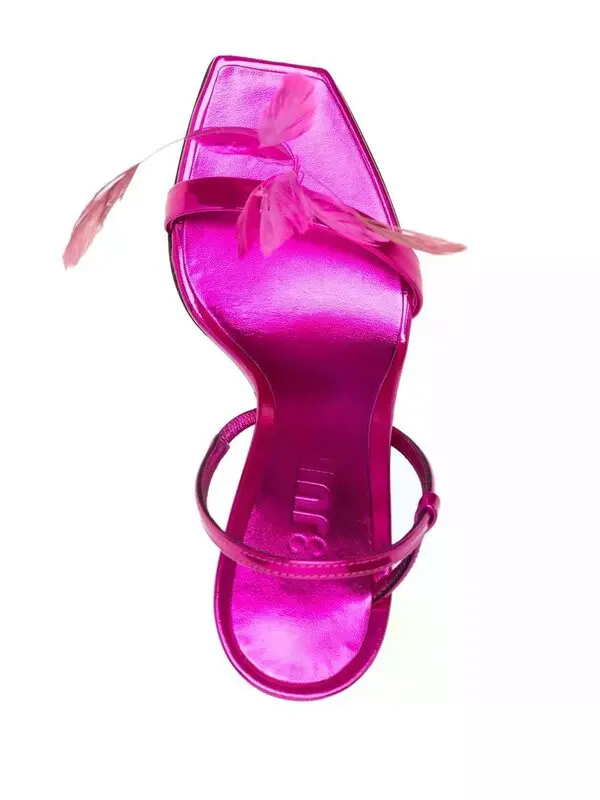 3JUIN Feather-detail 110mm Slingback Sandals