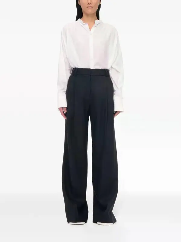 Another Tomorrow Wide-leg Pleated Linen Trousers