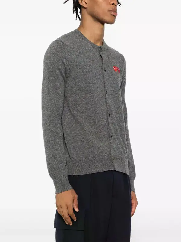 Play Comme Des Garcon Heart-patch Wool Cardigan