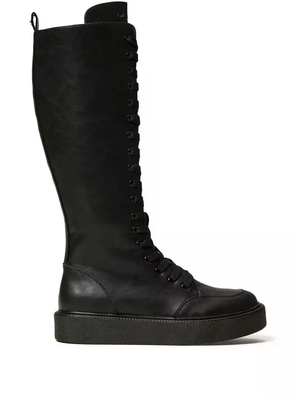 TWINSET Lace-up Sheepskin Boots