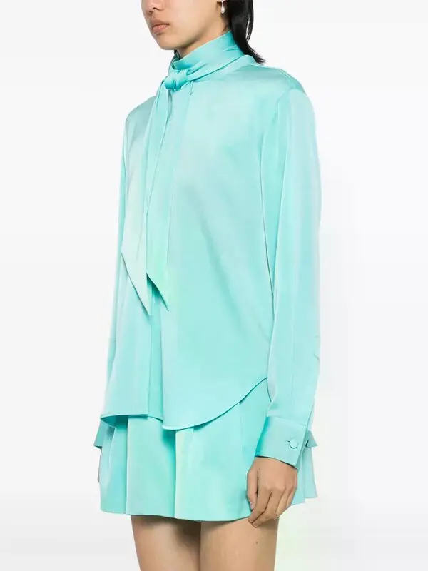 Alex Perry Self-tie Shirt With Buttoned Cuffs - Blue