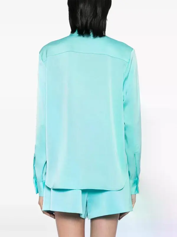 Alex Perry Self-tie Shirt With Buttoned Cuffs - Blue