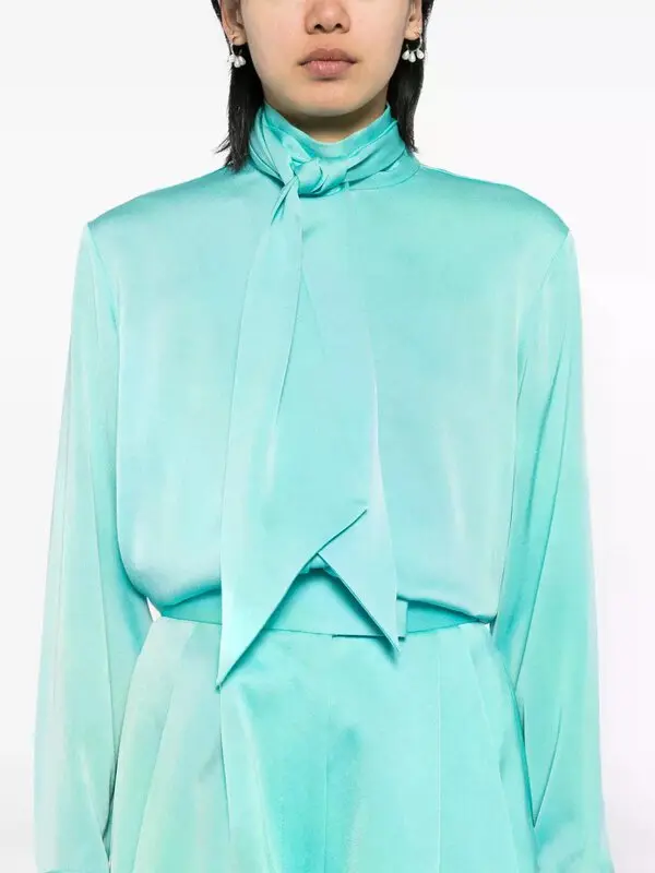 Alex Perry Self-tie Shirt With Buttoned Cuffs - Blue