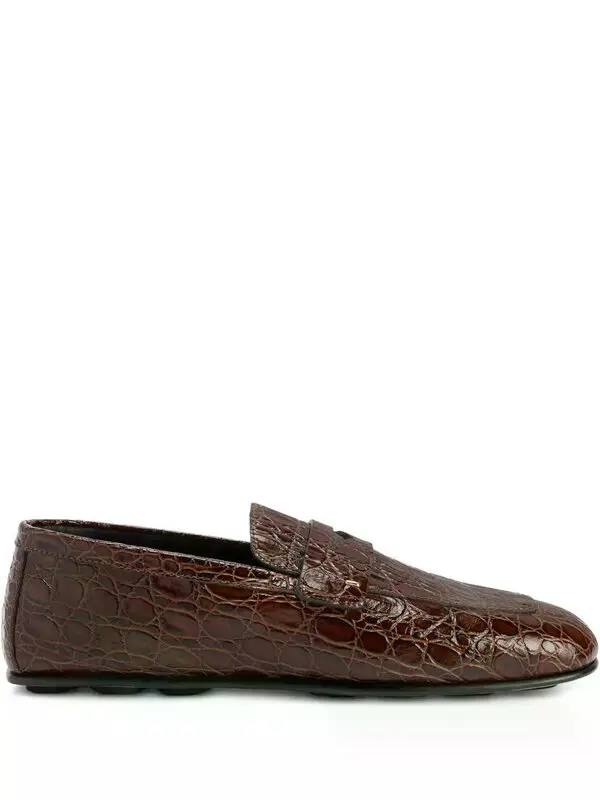 GIUSEPPE ZANOTTI Cristophe Crocodile-embossed Loafers - Brown