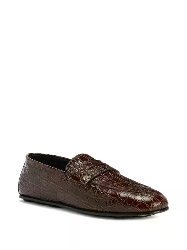 GIUSEPPE ZANOTTI Cristophe Crocodile-embossed Loafers - Brown