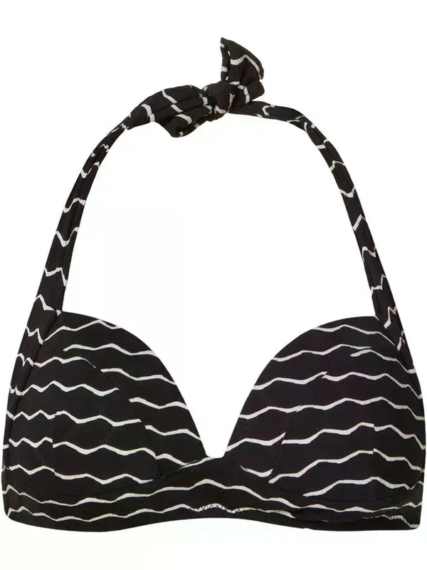 AMIR SLAMA Striped Bikini Top - Black