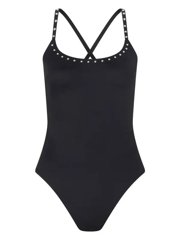 LET'S SWIM Studded One-piece Swimsuit - Black