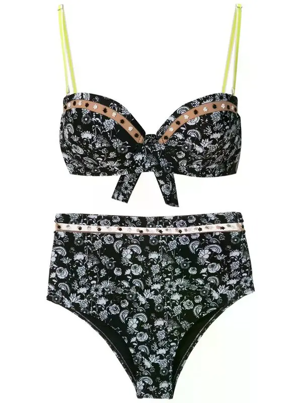 AMIR SLAMA Margarida Printed Bikini Set - Black