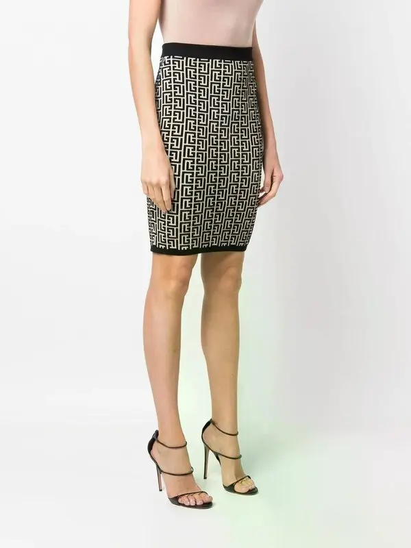 Balmain Monogram Pattern Mini Skirt - Neutrals