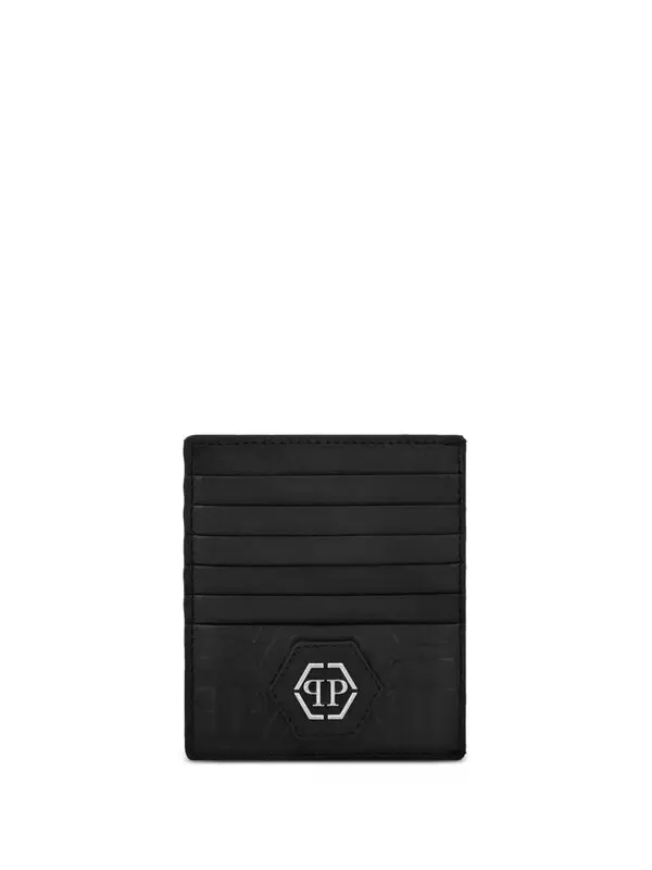Philipp Plein Monogram Leather Cardholder - Black