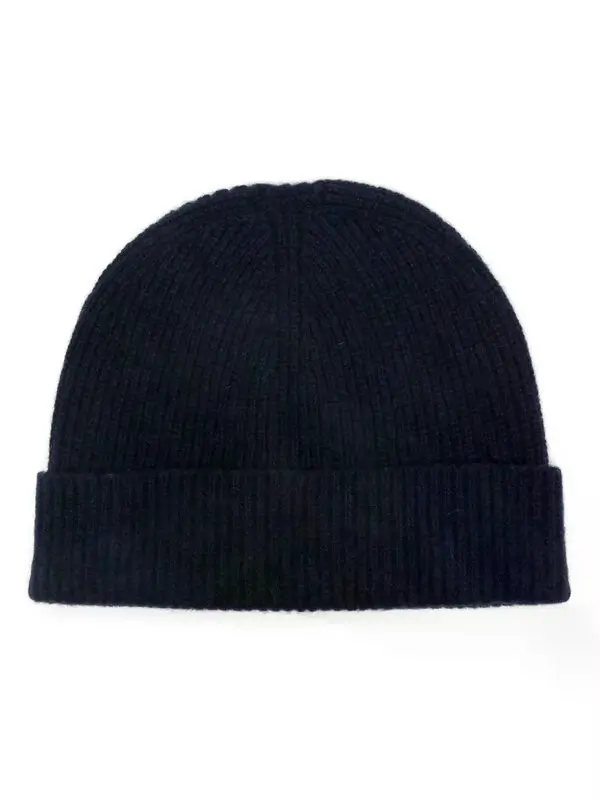 Sunspel Cashmere Ribbed Beanie - Blue