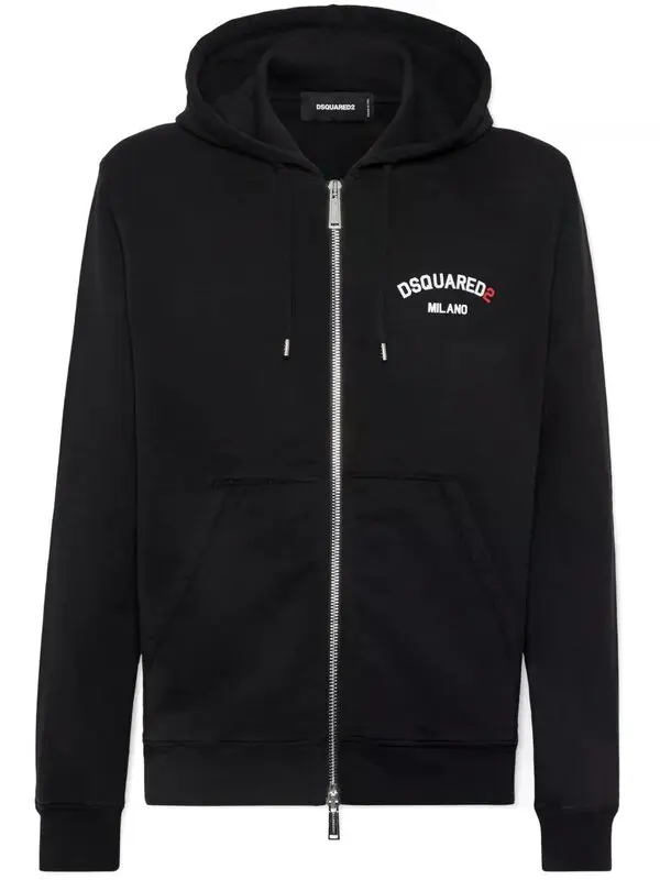 Dsquared2 Logo-print Zip-up Hoodie - Black